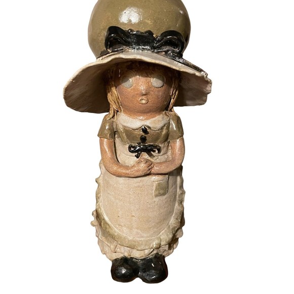 Handmade | Art | Vtg Handcrafted Pottery Coin Bank Little Girl With ...